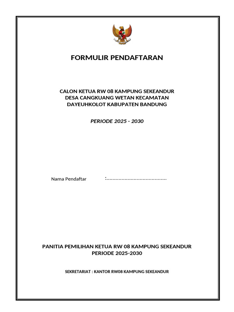 Pendaftaran Calon Ketua RW 08 2025-2030 | PDF