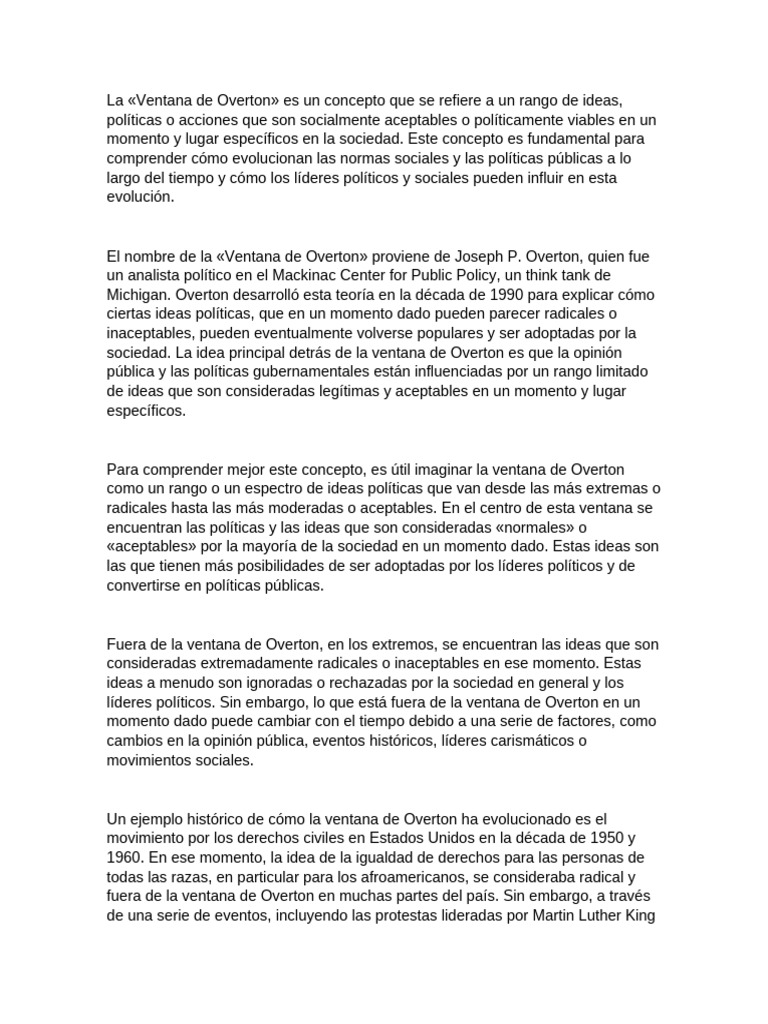 La ventana de overton | PDF | Liderazgo | Opinión pública