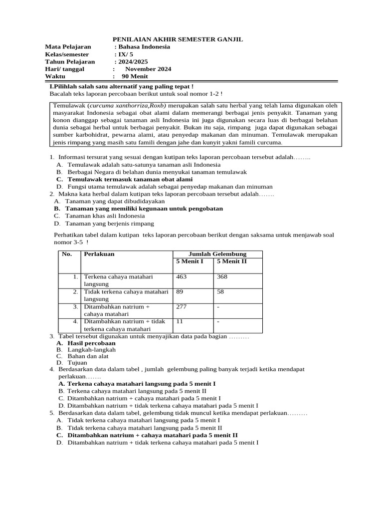 Soal Simulasi Bindo | PDF