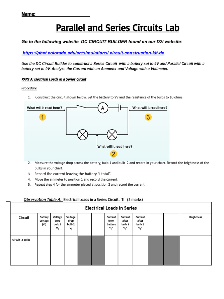 DRY LAB_ Parallel and Series Circuits Lab | PDF | Voltage | Series And ...