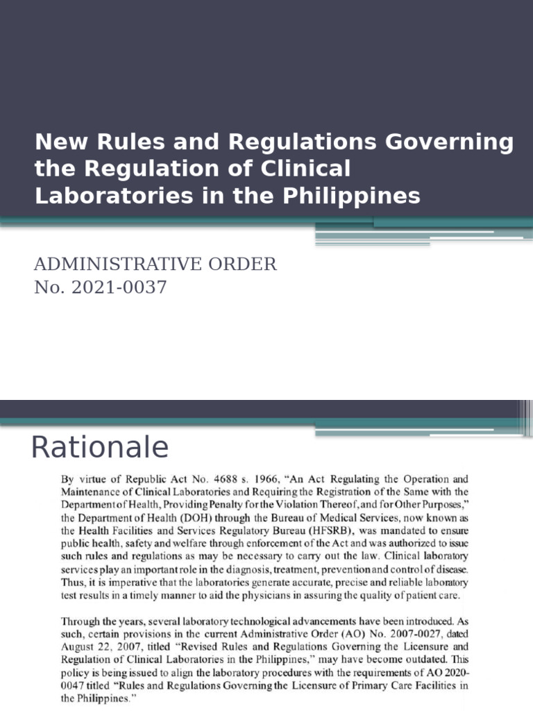 AO 2021-0037: Clinical Lab Regulations | PDF