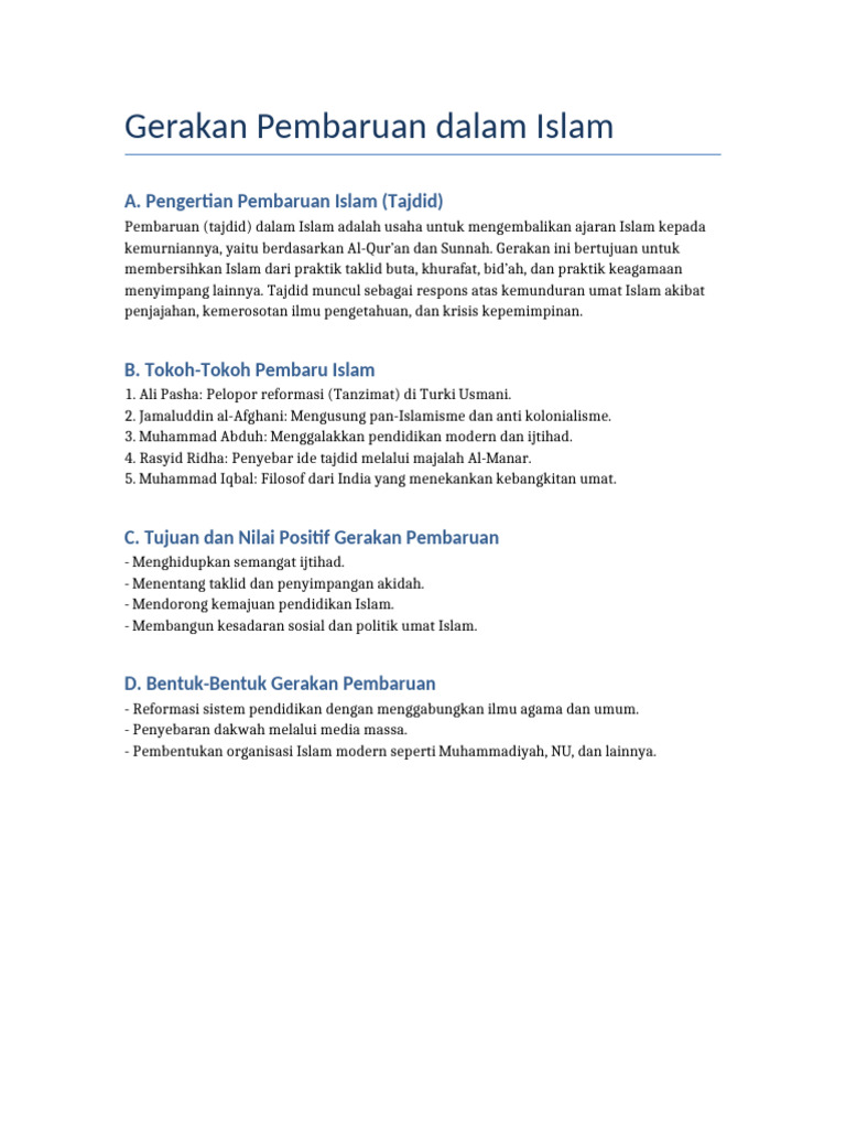 Materi Gerakan Pembaruan Dalam Islam | PDF