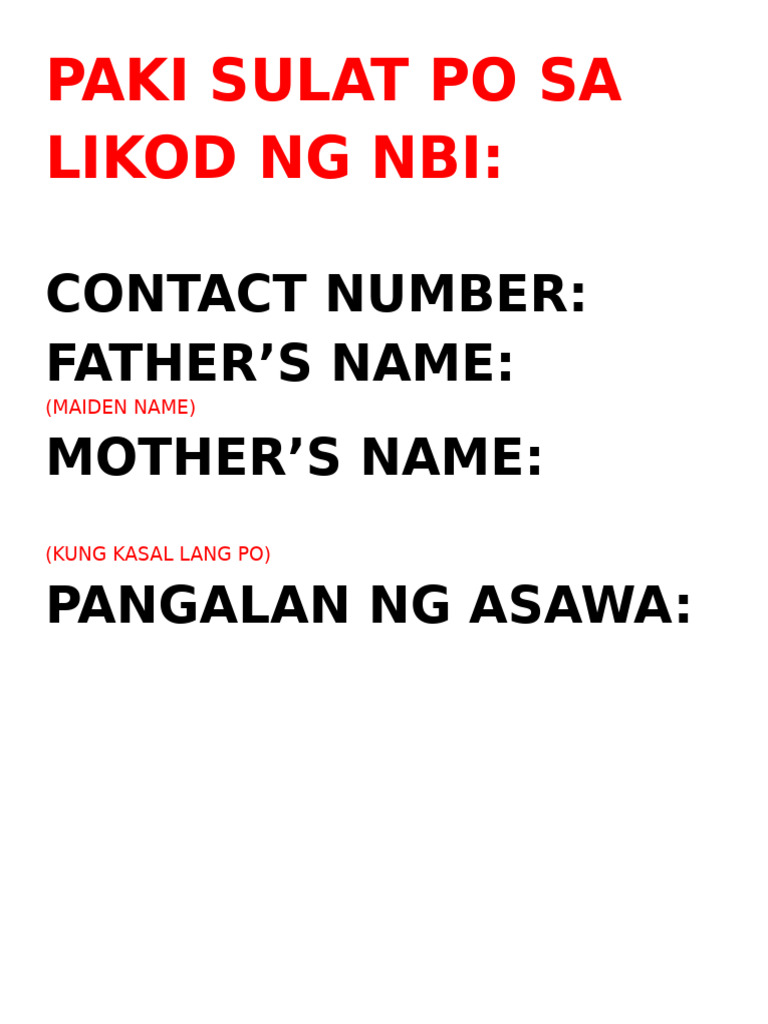 Paki Sulat Po Sa Likod NG Nbi | PDF