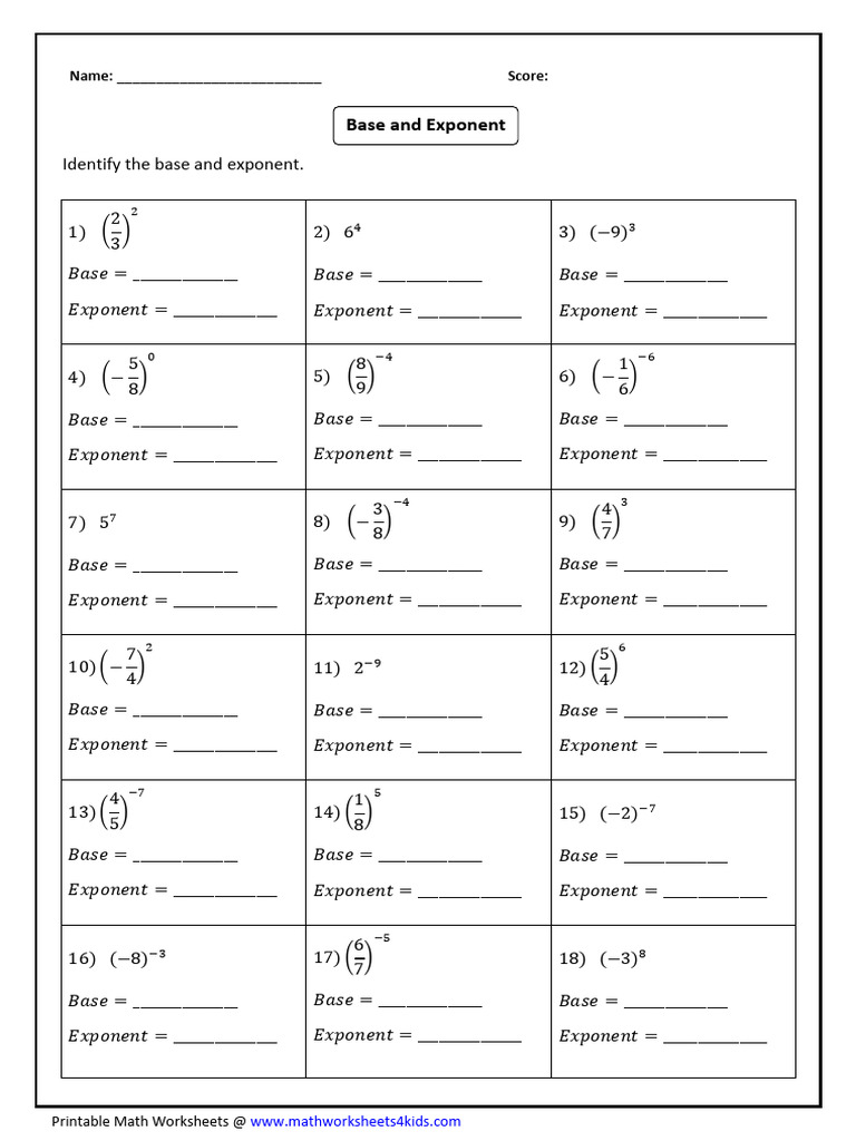 1 Identifying Base and Exponent | PDF