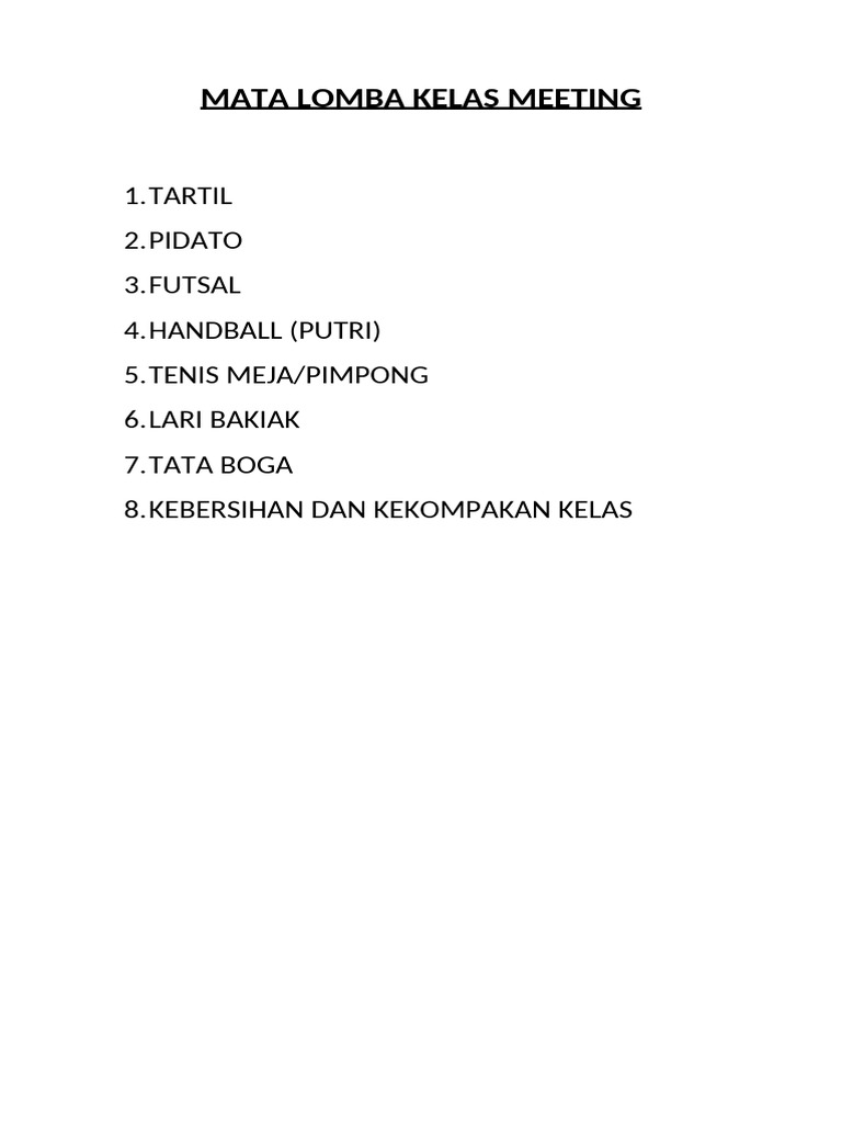 Mata Lomba Kelas Meeting | PDF