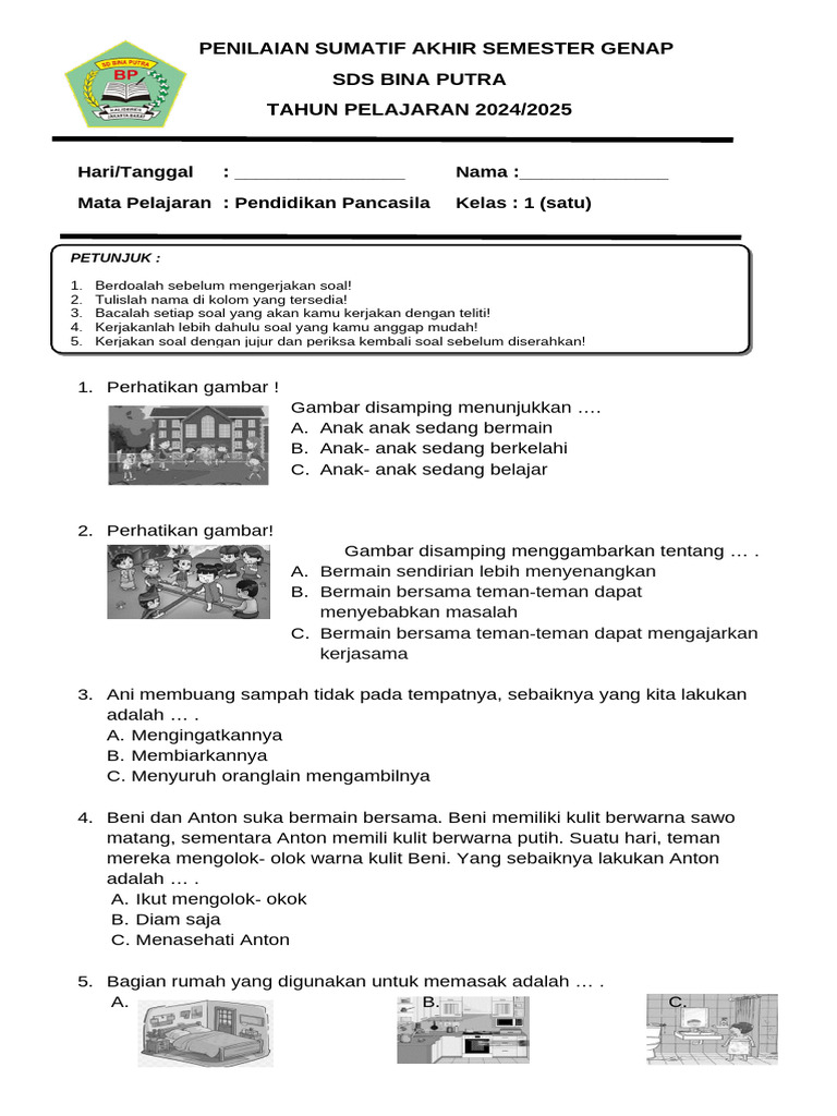 SOAL PKN SMT 2 Kls 1 Ok | PDF
