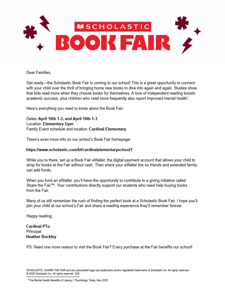 Bookfair Letter | PDF