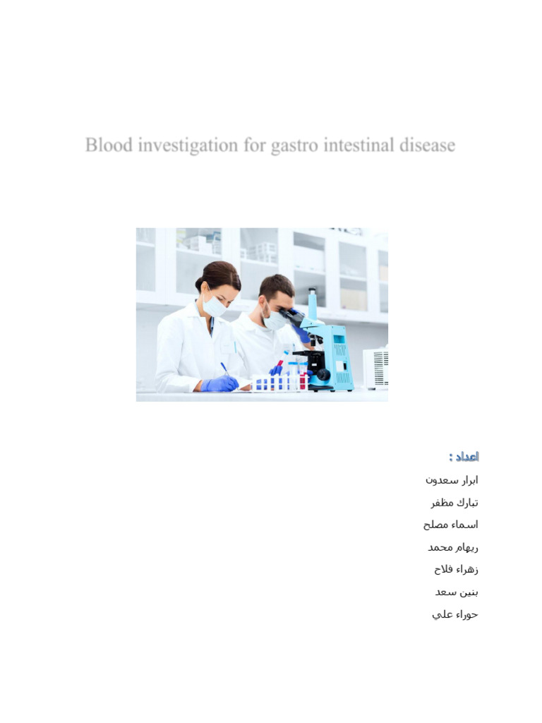 Blood Investigation For Gastro Intestinal Disease | PDF ...