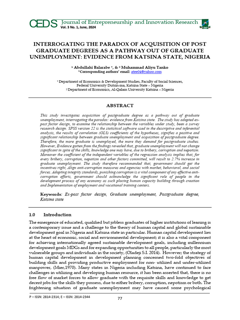 Some of Publicatons For Abdullahi Balarabe - Pre - Doc - Economics ...
