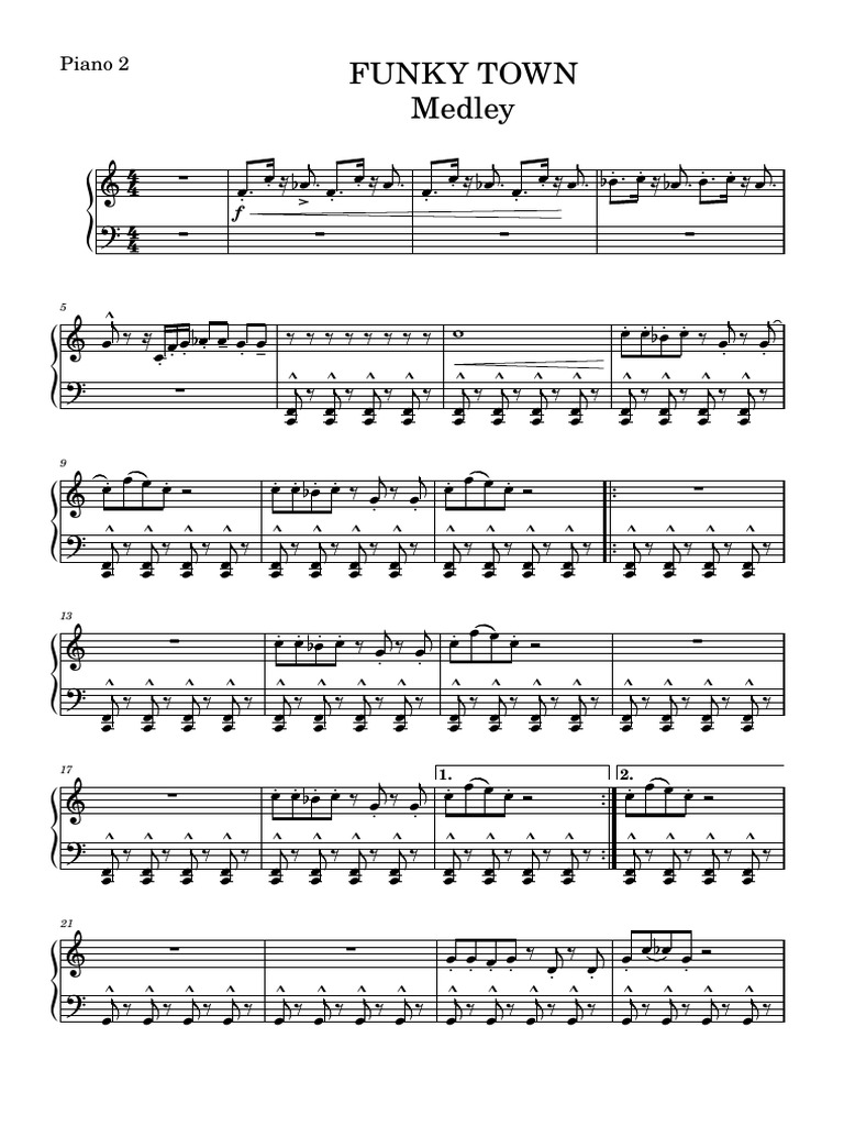 Funky Town Medley-Piano - 2 | PDF