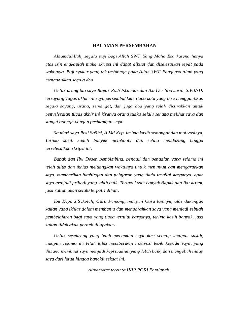 Halaman Persembahan Dan Motto | PDF