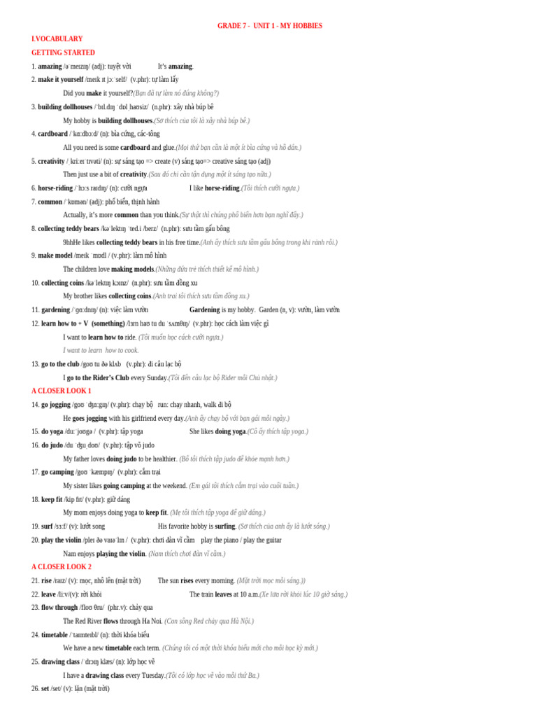 UNIT 1.Global 7 New Hs Bài Tập Có File Nghe Và Giải Chi Tiết | PDF