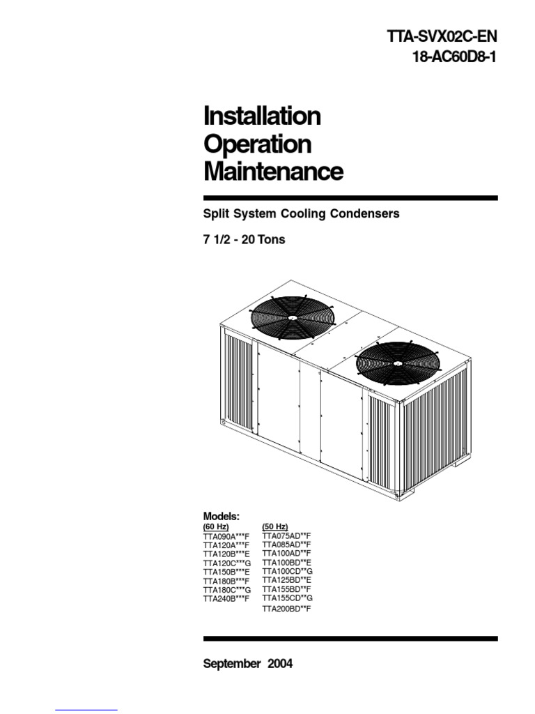 Trane TTA Series Installation Guide | PDF | Pipe (Fluid Conveyance) | Valve