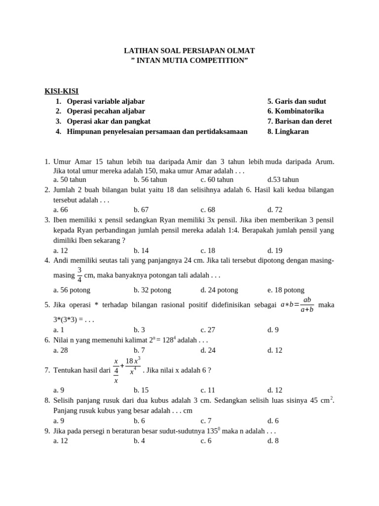 Persiapan Olmat IMC | PDF