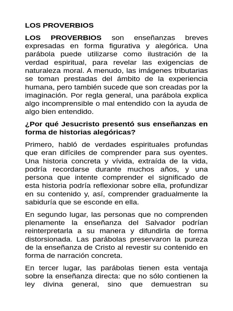 Abril 26 de 2026 Os Proverbios | PDF | Parábolas de Jesús | Jesús