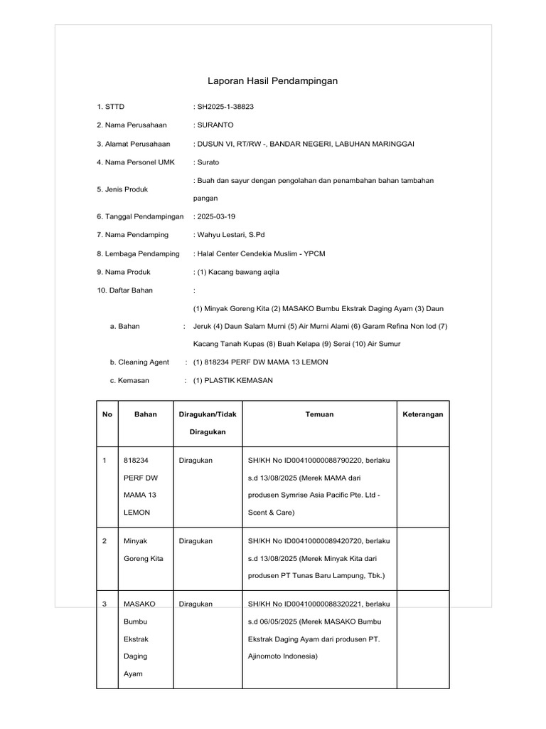 Laporan Hasil Pendamping | PDF