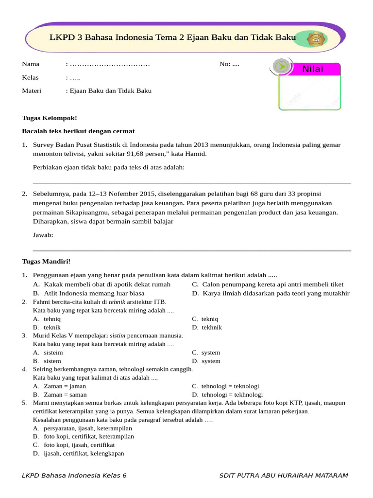 LKPD 2 B Indo T1 S1 Kal. Efektif | PDF