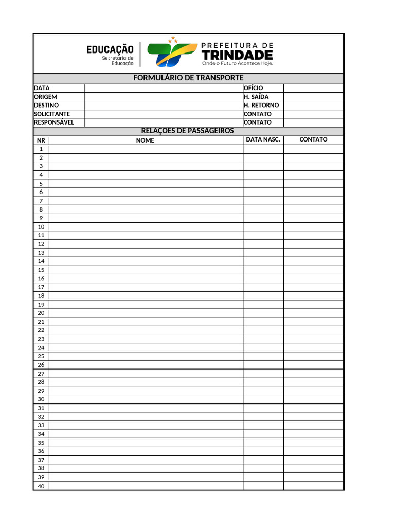 Formulario de Transporte - Modelo | PDF