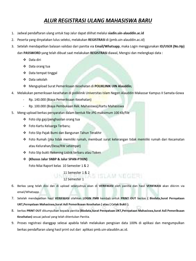 Alur Registrasi Maba 2025 | PDF