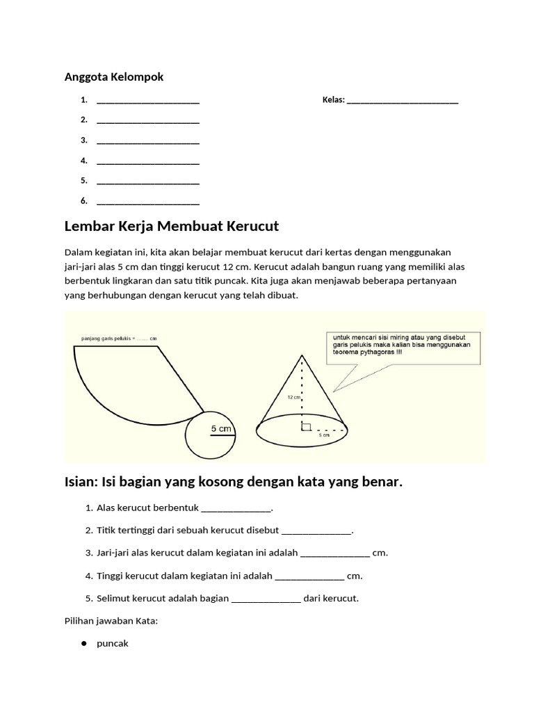 LKPD Kerucut | PDF