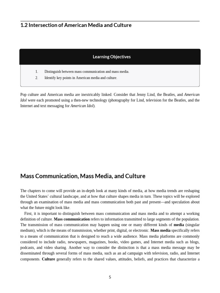 1.2 Intersection of American Media and Culture | PDF | Mass Media ...