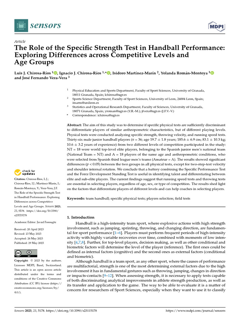 Strength Testing in Handball Players | PDF