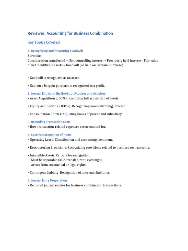 Goodwill Computation and Journal Entries | PDF