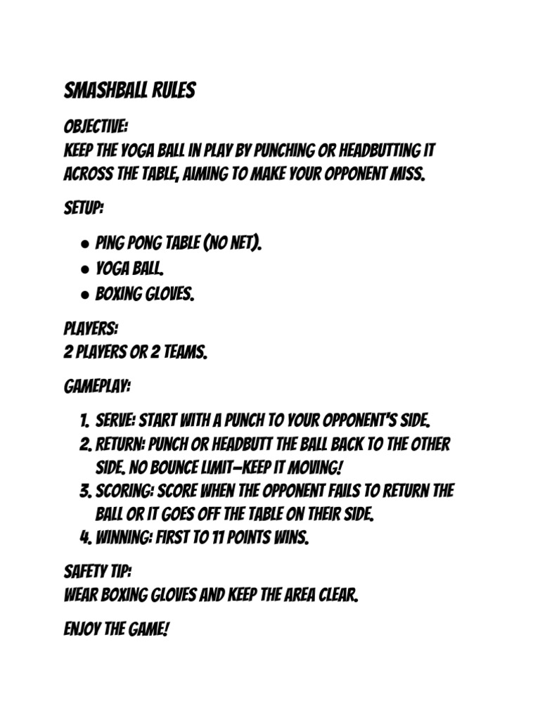 Smashball Game Rules and Setup | PDF