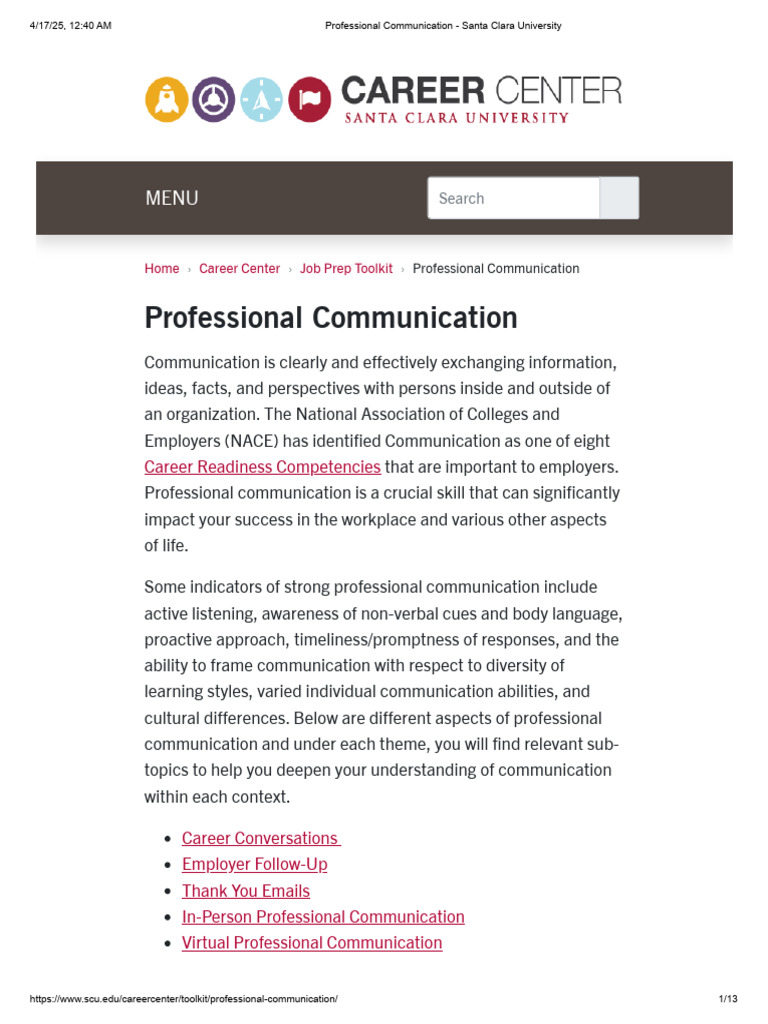 Professional Communication - Santa Clara University | PDF ...