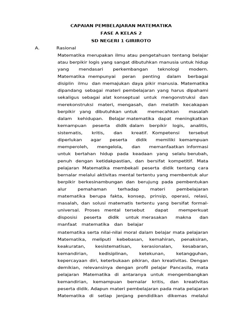 CP MTK Kelas 2 2025 | PDF