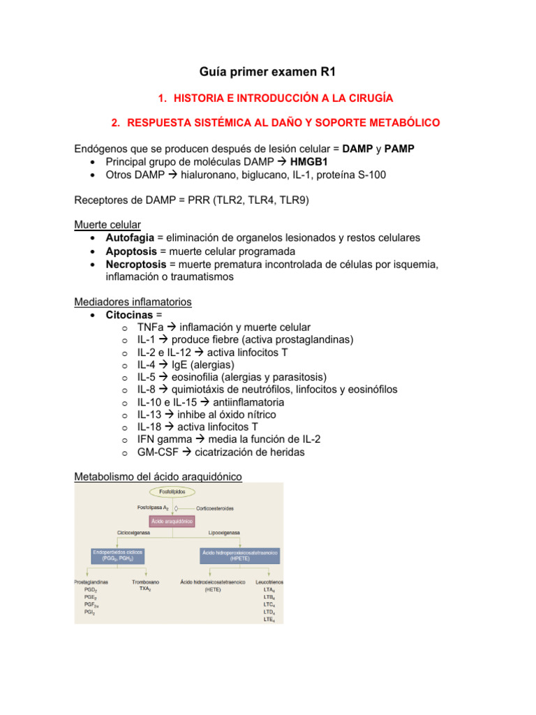 Guía Primer Examen R1 | PDF | Coagulación | Sistema complementario