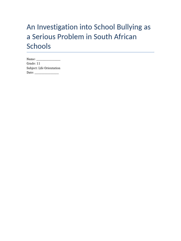 Grade11 Bullying Research Project Final | PDF | Bullying | Learning