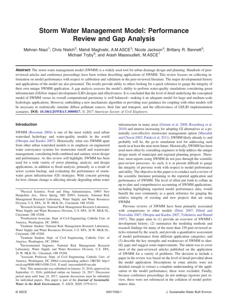 Niazi Et - Al - Storm Water Management Model Perfomance Review and Gap Analysis | PDF | Earth ...
