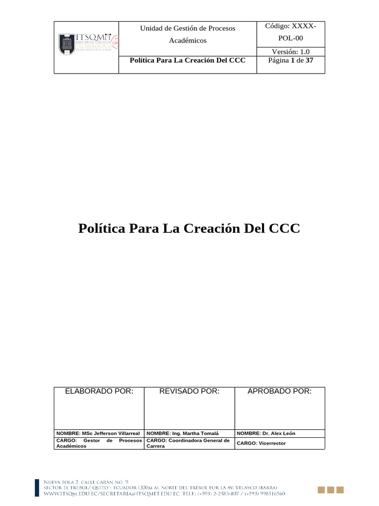 Políticas para La Creación Del Ccc-2 | PDF | Enseñando | Higiene Ocupacional