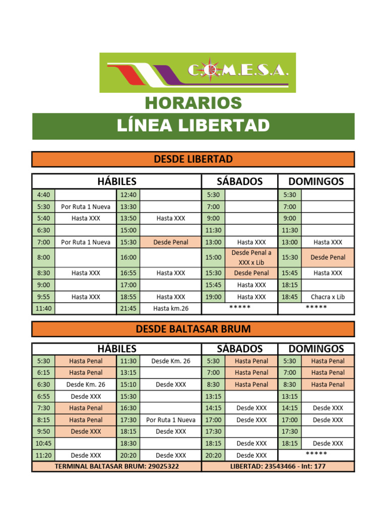 Horarios Libertad | PDF