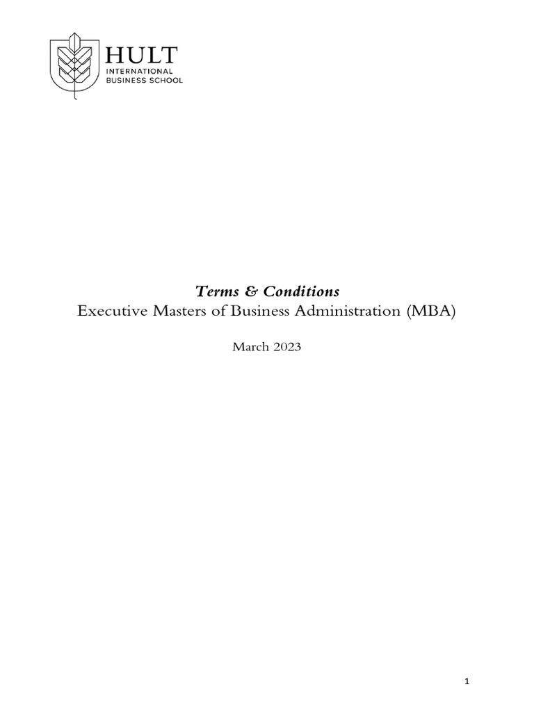 Hult Executive Mba Terms and Conditions March 2023 | PDF | Banks | Wire ...