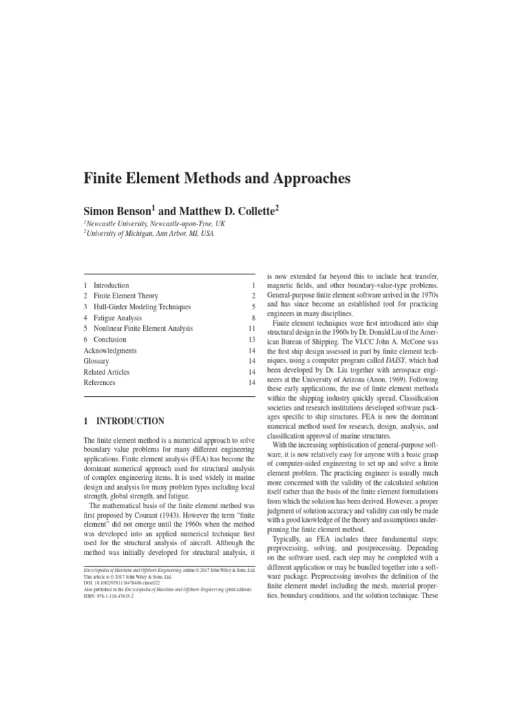Benson, Collette - 2017 - Finite Element Methods and Approaches-Annotated | PDF | Finite Element ...