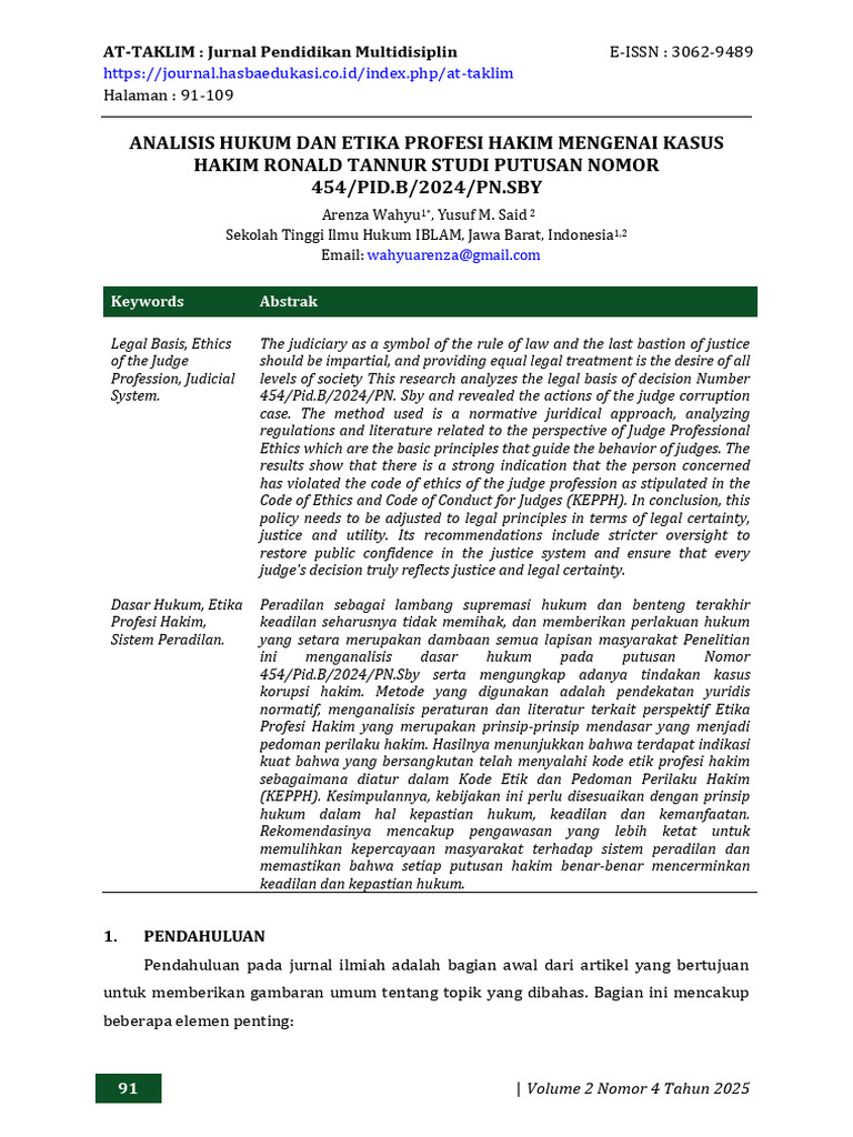 Analisis Hukum Dan Etika Profesi Hakim Mengenai Kasus Hakim Ronald ...