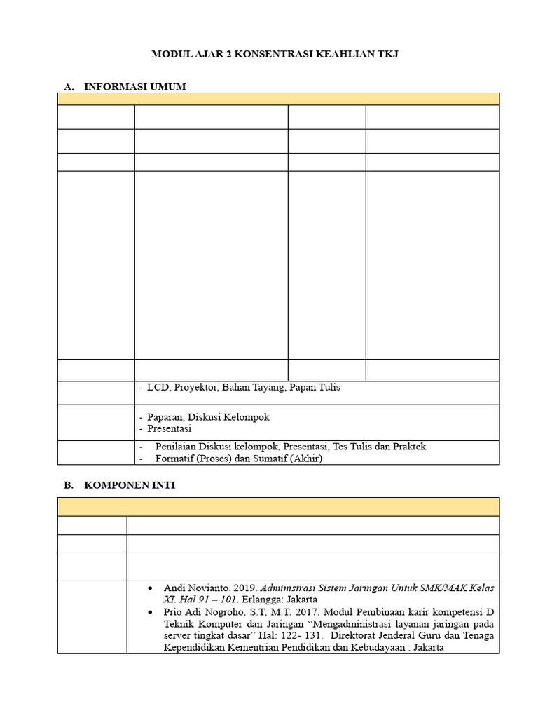 MODUL AJAR Elemen 5 ASJ 3 KONSENTRASI KEAHLIAN TKJ | PDF