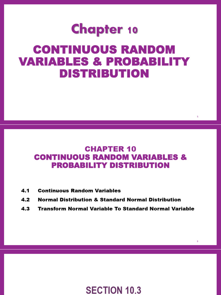 Chapter 10.3 Continuous Random Variable_(s) | PDF