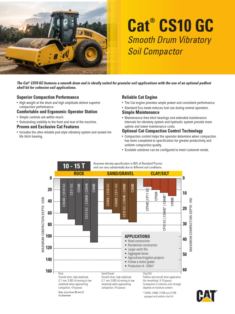 Cat CS10 GC Soil Compactor Overview | PDF | Horsepower | Vehicles