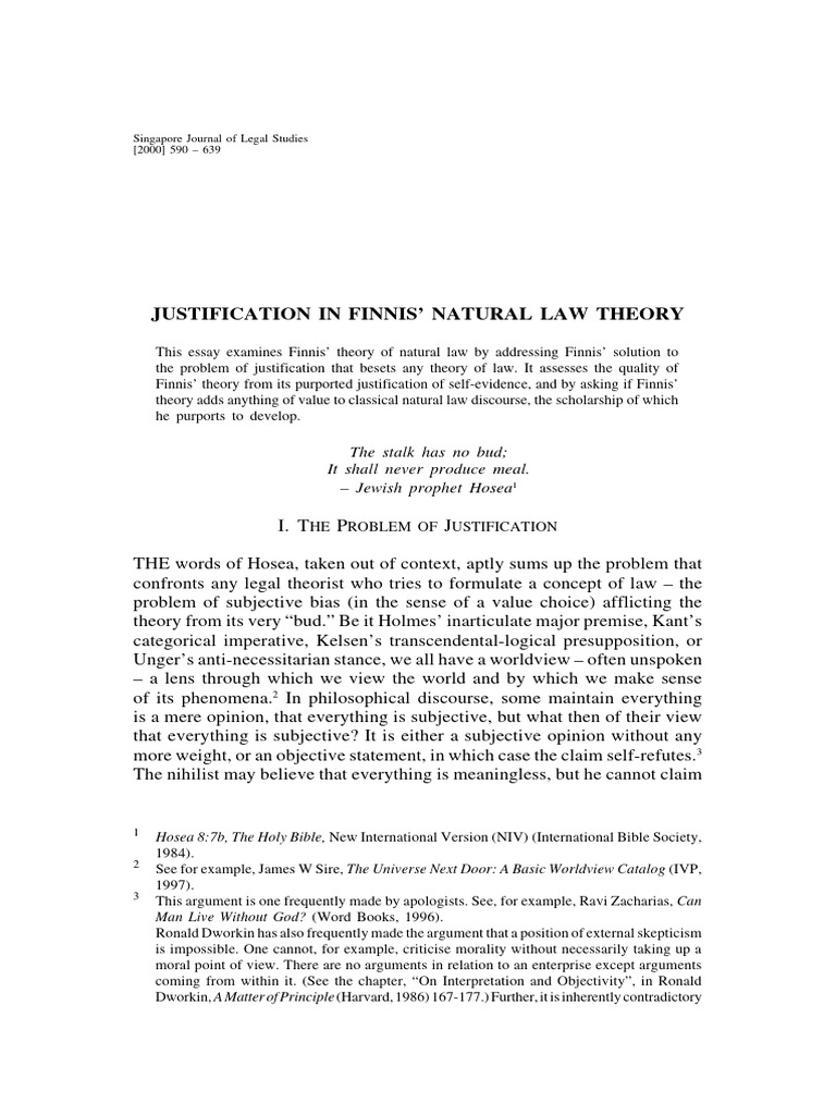 Justification John Finnis | PDF | Knowledge | Natural Law