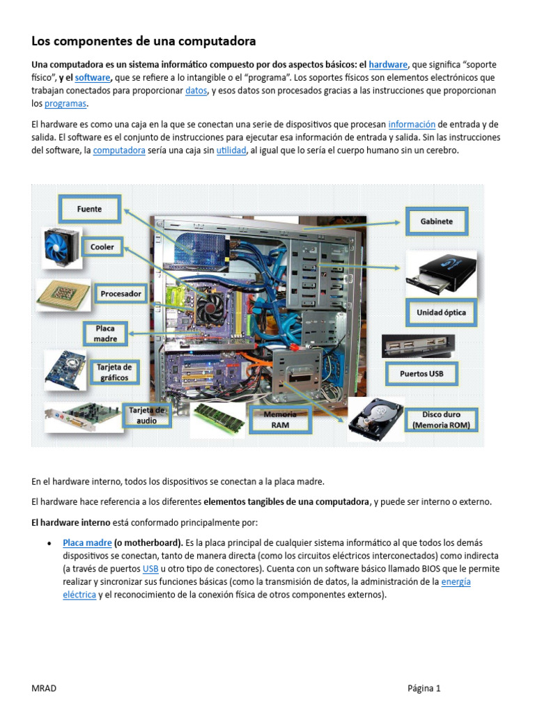 Componentes Esenciales de una Computadora | PDF | Hardware de la ...