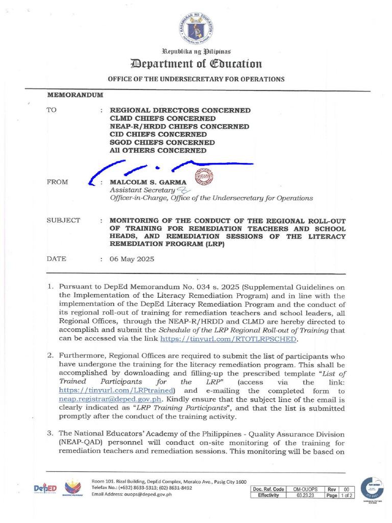 Memo RTOT Monitoring | PDF