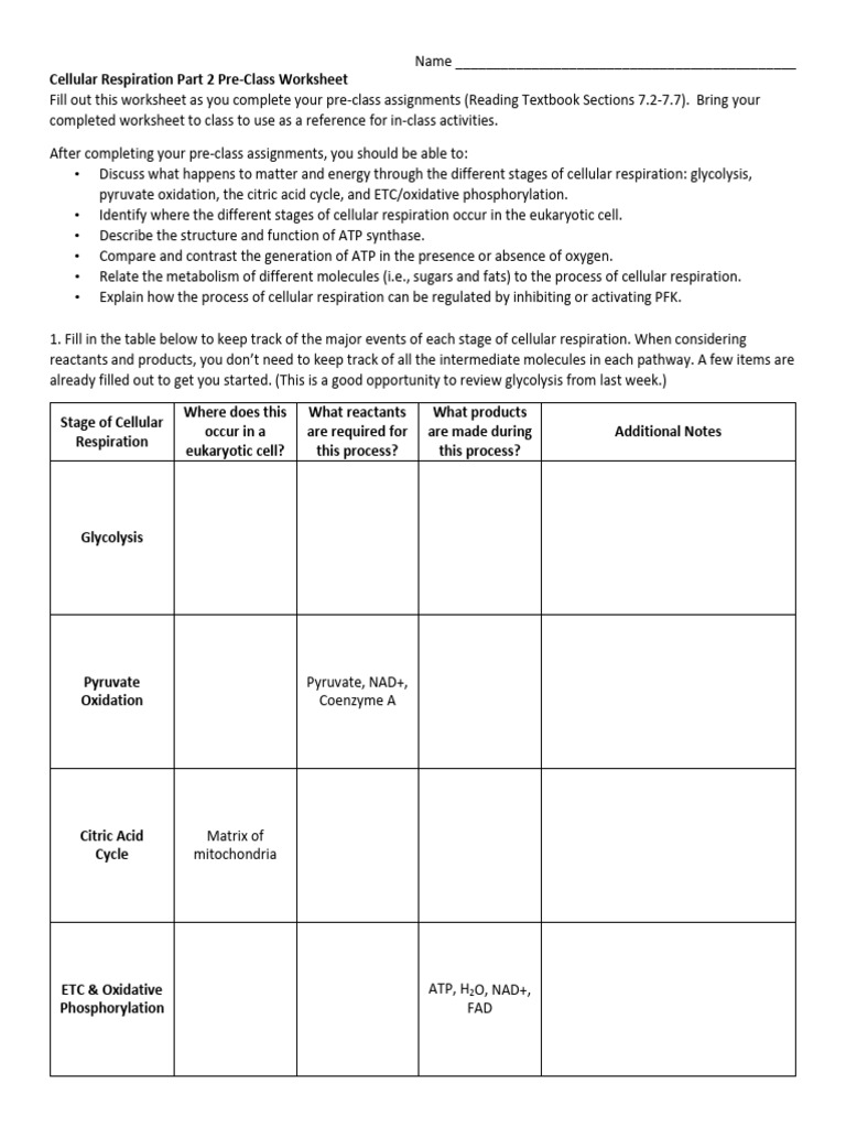 Week 4a Cellular Respiration 2 v2 | PDF | Cellular Respiration ...