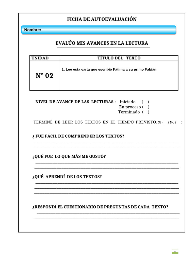 Ficha de Autoevaluacion Comunicación | PDF