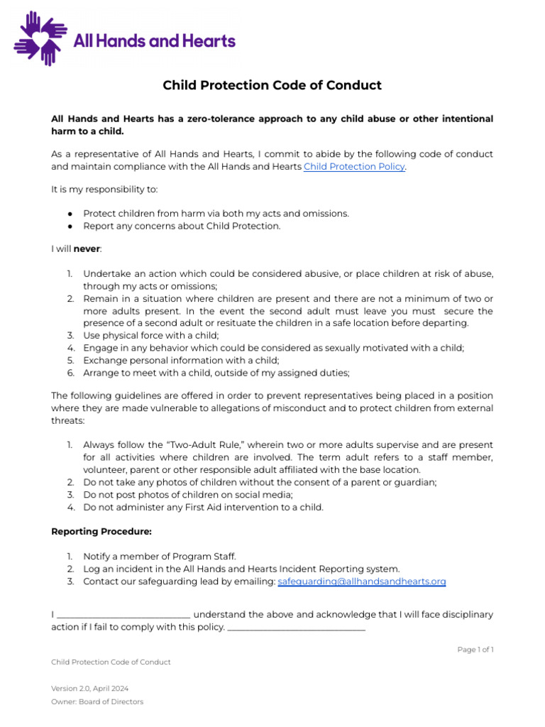 AHAH-Child-Protection-Code-of-Conduct | PDF