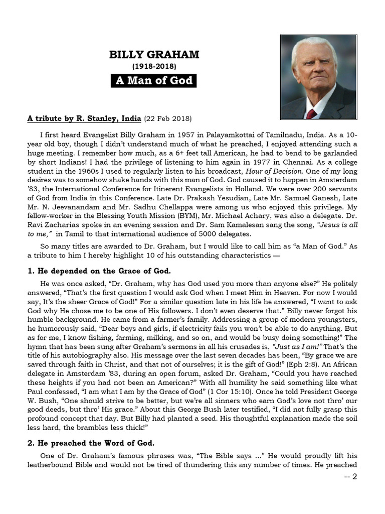a_tribute_to_dr_billy_graham_eng | PDF | Billy Graham | Evangelism