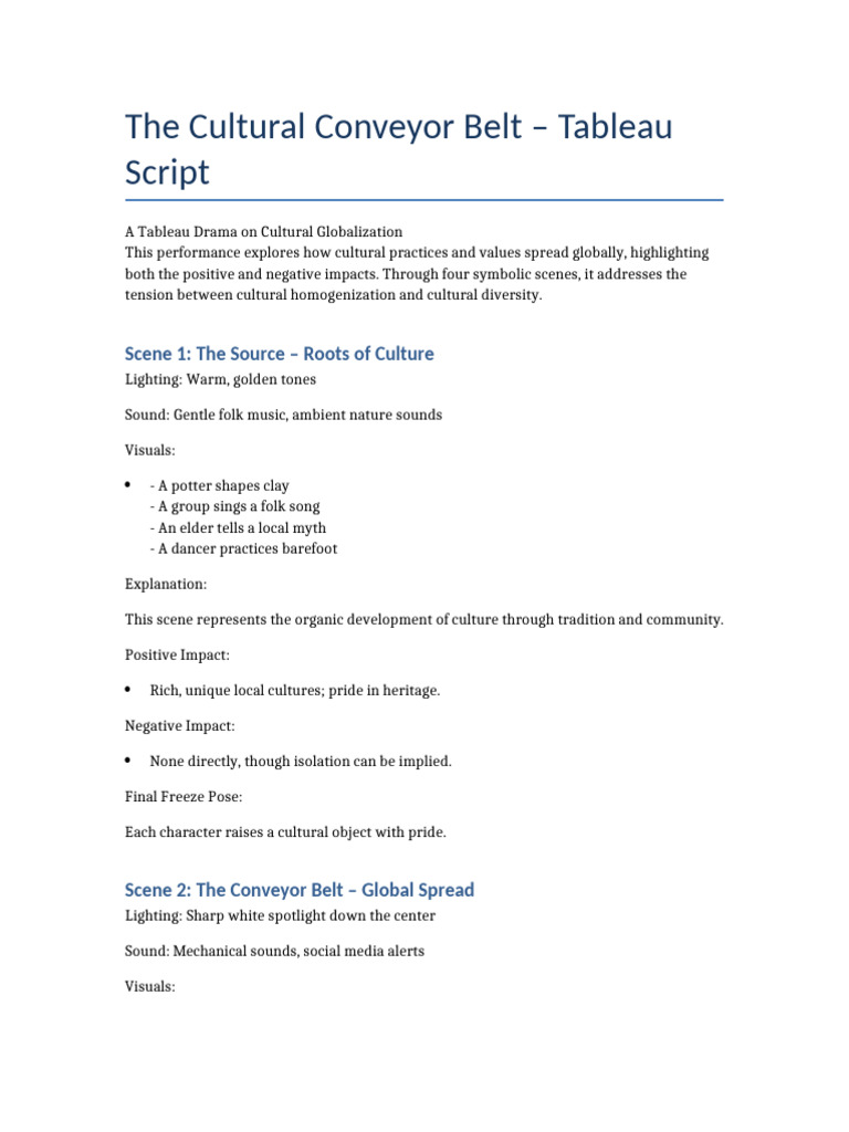 The Cultural Conveyor Belt Tableau Script | PDF | Globalization