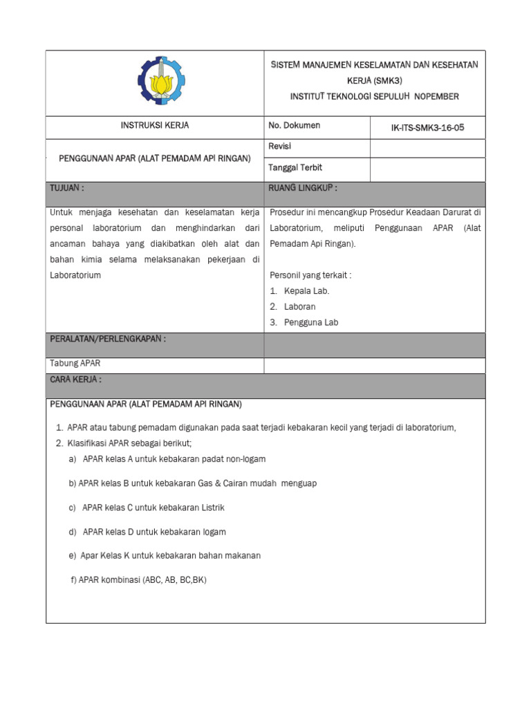 Panduan Penggunaan APAR di Laboratorium | PDF
